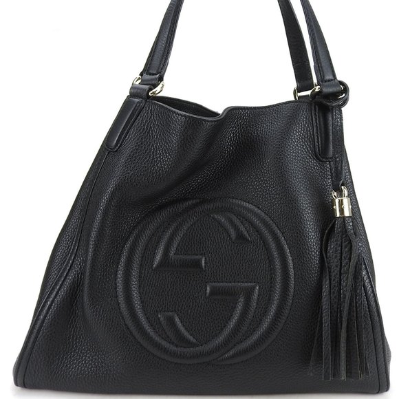 Gucci | Bags | Gucci Tote Bag 28239 Soho Leather Black Interlocking G Tassel Ladies | Poshmark